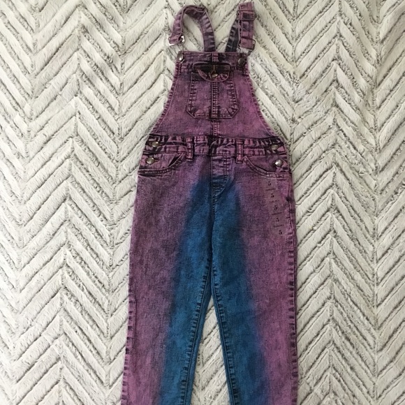 12K | Bottoms | Nwot Dipdyed Purple Blue Denim Overalls Girls 5 | Poshmark